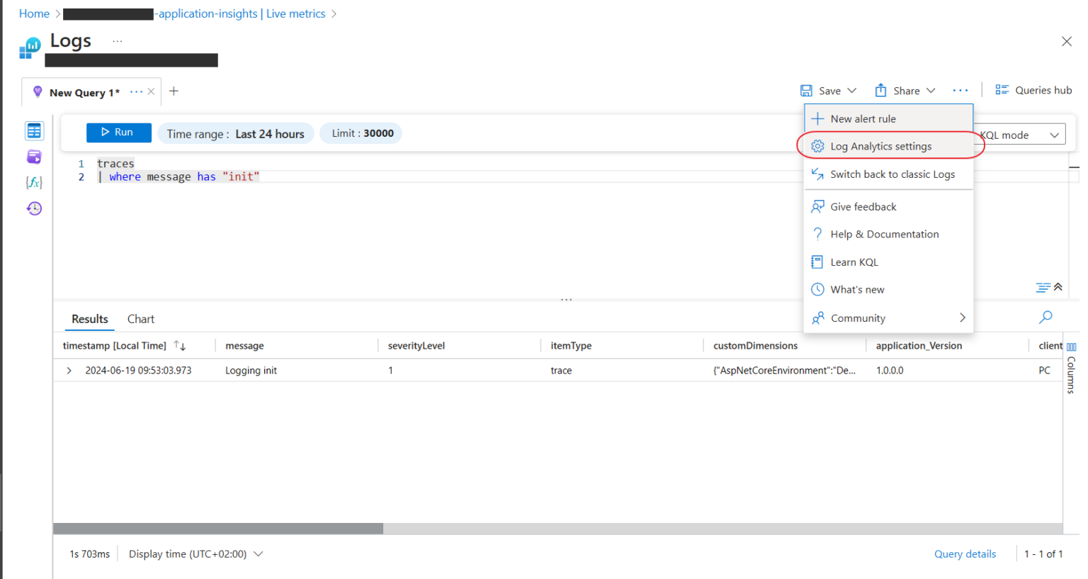 Setup Azure Application Insights for a .NET Core API 8 application ...